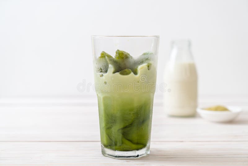 Matcha Green Tea Ice Cube with Milk Stock Photo - Image of freshness ...
