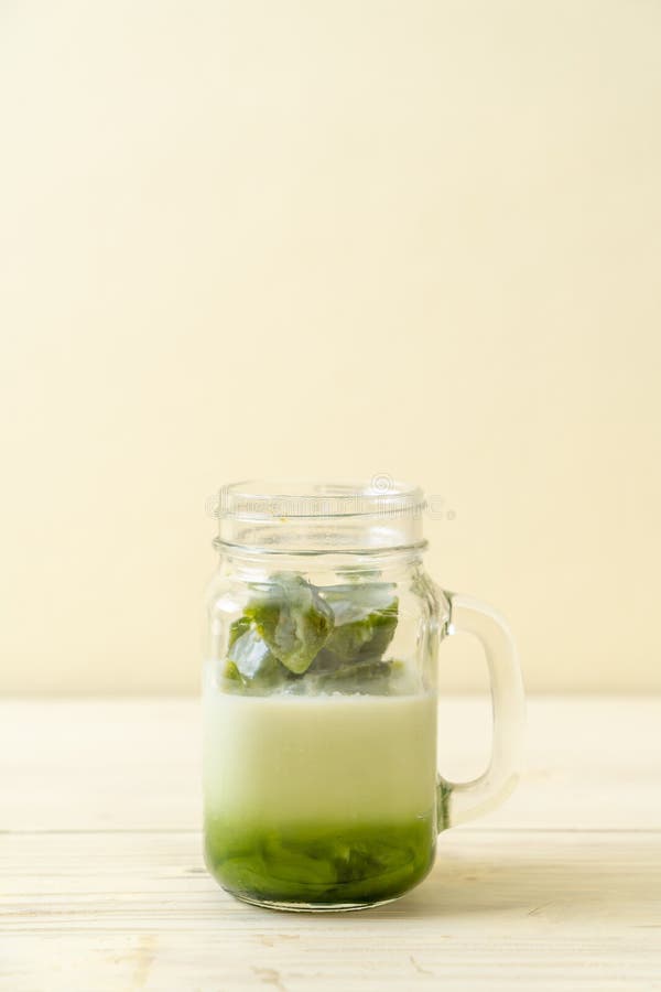 Matcha Green Tea Ice Cube with Milk Stock Image - Image of summer ...