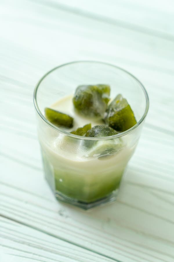 Matcha Green Tea Ice Cube with Milk Stock Photo - Image of cubes ...