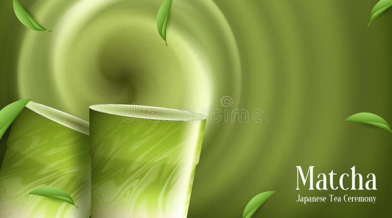 Matcha Green Tea Ice Latte. Vector Illustration Stock Vector ...