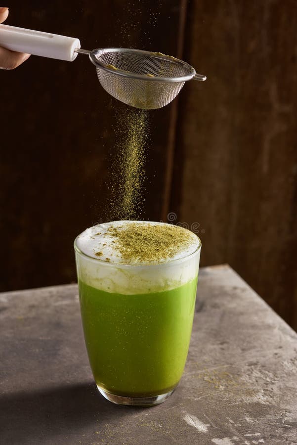 Matcha Green Tea Latte in Glass Cup Stock Photo - Image of drink, fresh ...