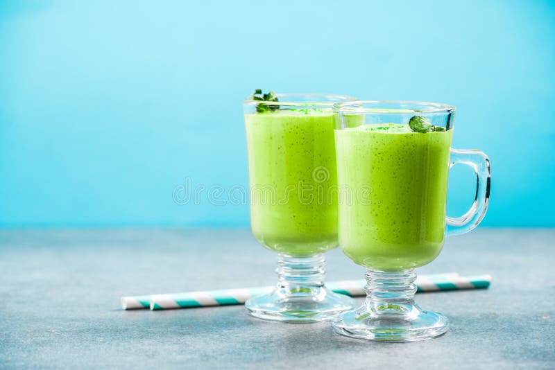 Matcha Green Tea Milk Shake, Alternative Diet Stock Image - Image of ...