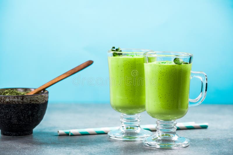 Matcha Green Tea Milk Shake or Smoothie Stock Image - Image of shake ...