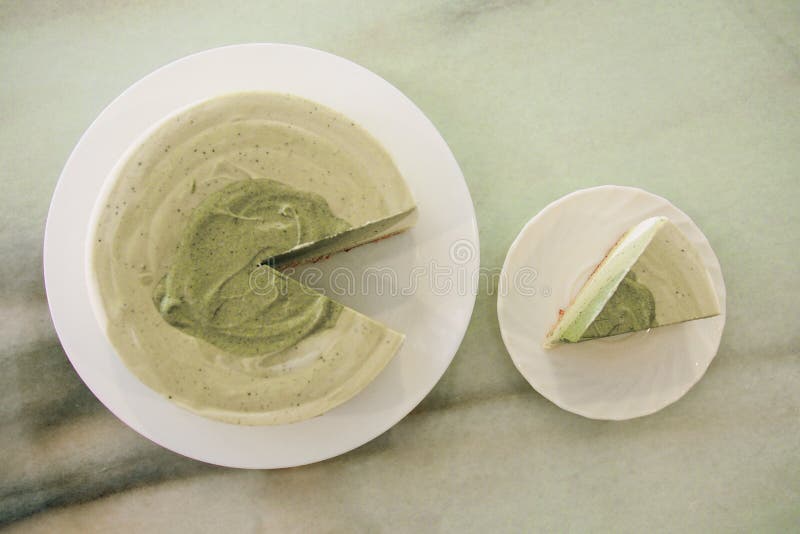 Matcha Green Tea Mousse Cake Stock Photo - Image of chiffon, dessert ...