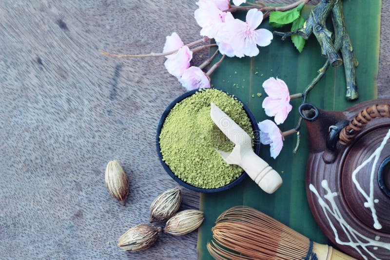 Matcha Green Tea and Powder ,Japanese Tea. Stock Image - Image of japan ...