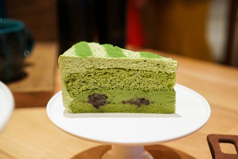 Matcha Green Tea Red Bean Cake. Stock Image - Image of dessert, powder ...