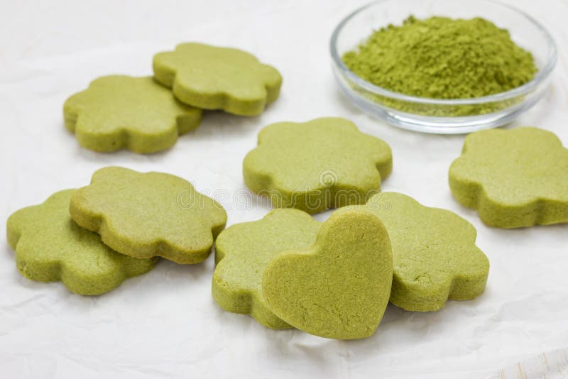 Matcha Green Tea Shortbread Cookies Stock Image - Image of japanese ...