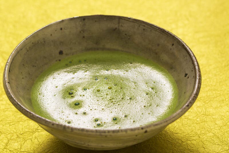 Matcha on Yellow Background Stock Photo - Image of organic, ceremony ...