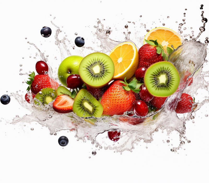 Fruits Waterfall Pouring into the Screen. Stock Illustration ...