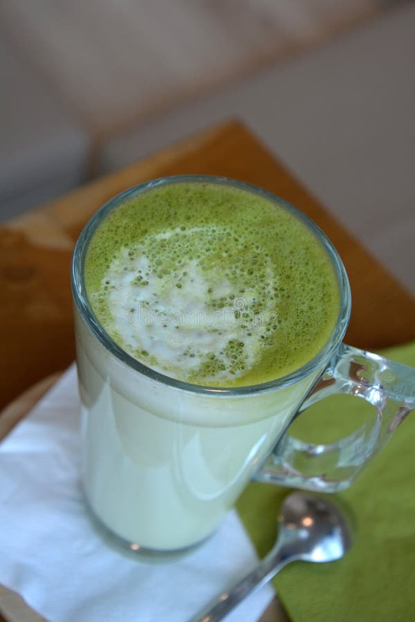 Matcha Latte Organic Green Tea On A Glass Cup Stock Image Image Of Milk Freshness 97860729