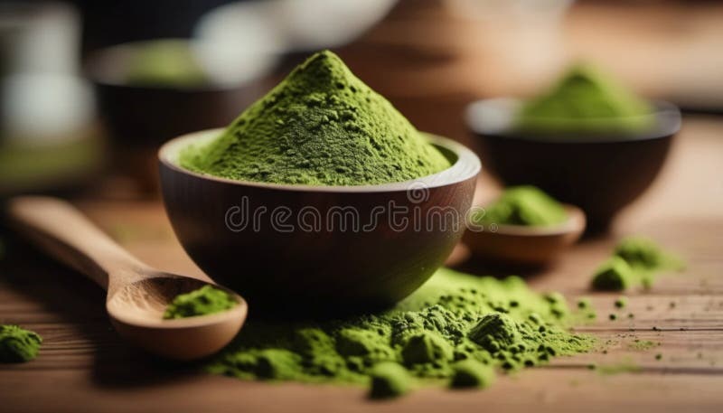 Matcha latte powder stock illustration. Illustration of tree - 312940091
