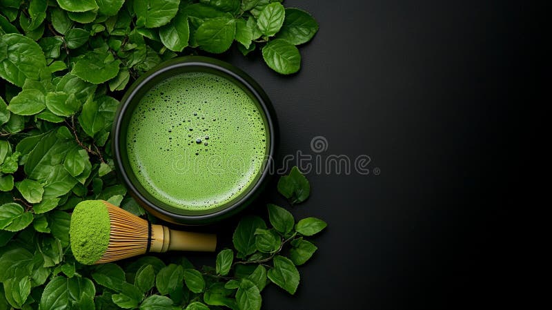 Matcha and Leaves stock photo. Image of organic, japanese - 370185332