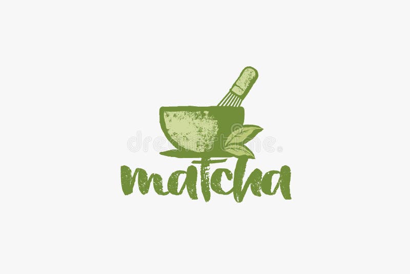 Matcha Logo with Beautiful Matcha Lettering and Natural Tea Leaves ...