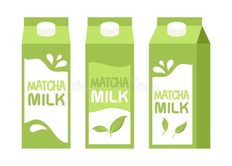 Matcha Milk Packaging Cartoon Flat Illustration Stock Illustration ...