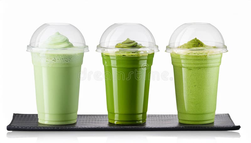 Matcha Milkshake on Plastic Cup, Isolated on White Background PNG Stock ...