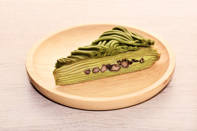 Matcha mille crepes cake stock image. Image of gourmet - 216565657