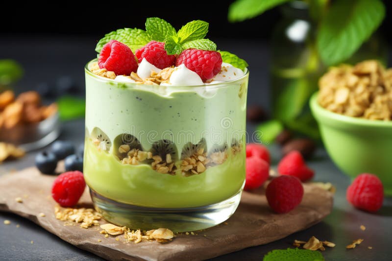 Matcha Parfait Tasty Dessert Background Stock Illustration ...