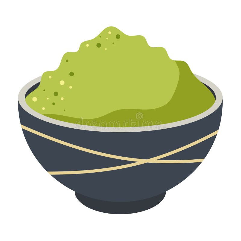 Matcha Powder in a Bowl. Vector Stock Illustration - Illustration of ...