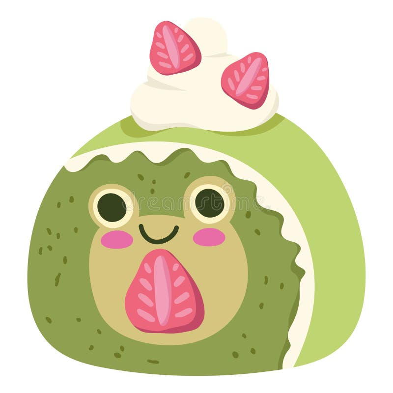 Matcha Roll with Fruits Cartoon Stock Vector - Illustration of matcha ...