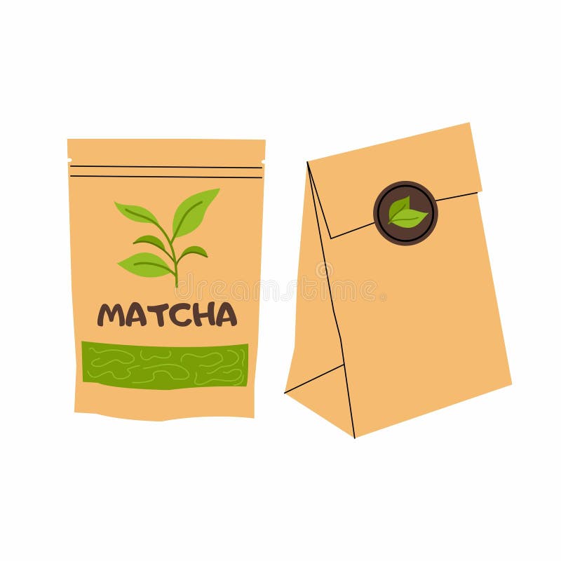 Matcha. Set Green Tea Packages. Matcha Powder for Making Drink Stock ...