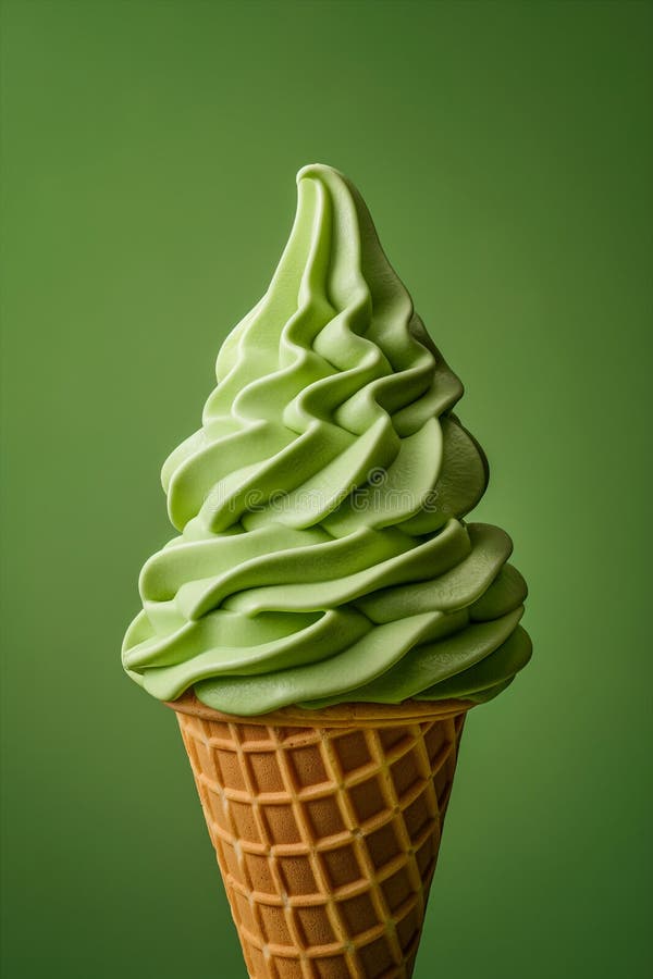 Matcha Soft Serve Ice Cream Cone. Generative AI Stock Image - Image of ...