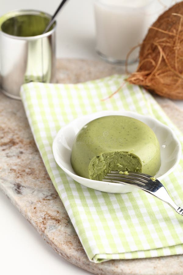 Matcha Tea Agar Jelly with Cocos Milk Stock Image - Image of dessert ...