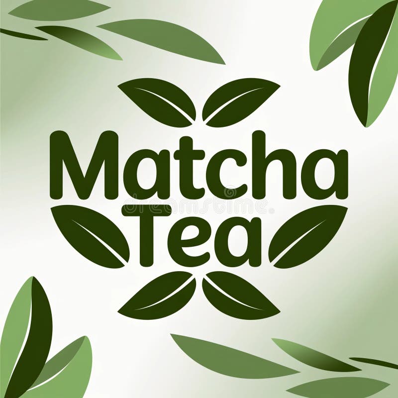Matcha Tea Graphic with Leaf Accents on Light Green Background ,AI ...