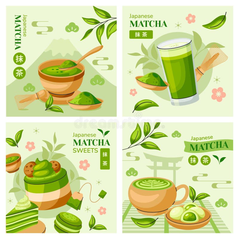 Matcha Tea Illustrations in Flat Design Stock Illustration ...