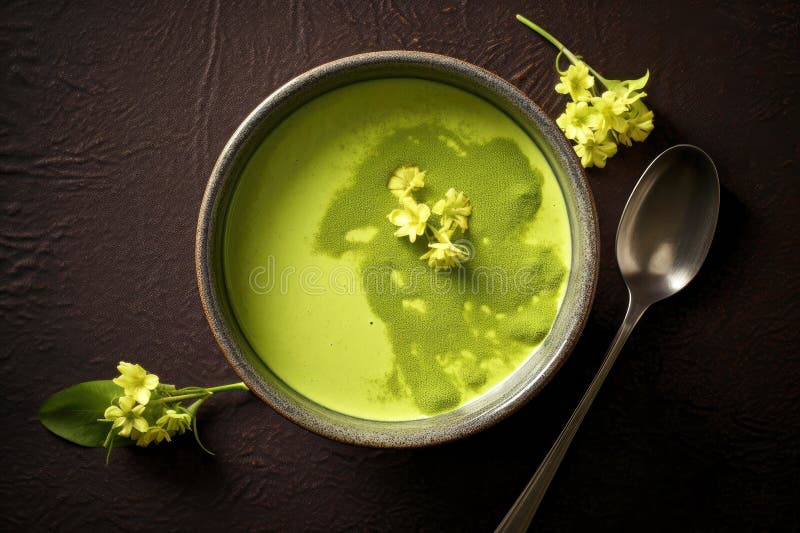 Matcha Tea, an Invigorating Herbal Beverage, Top View Stock ...