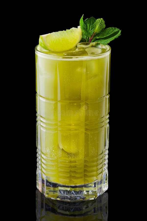 Matcha Tea Lime Lemonade Isolated Black Background Stock Photos - Free ...
