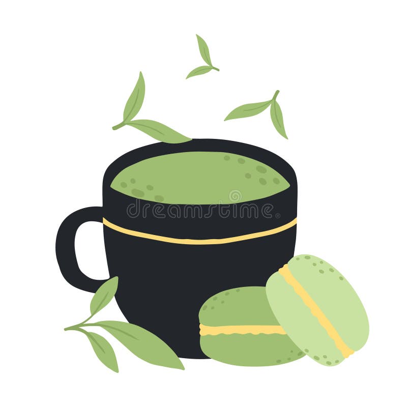 Matcha Tea. Mug with Matcha and Green Tea Leaves. Natural Green Tea ...