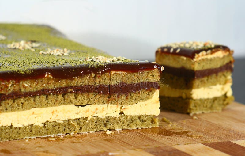 Matcha tea Opera cake stock image. Image of baker, opera - 33267573