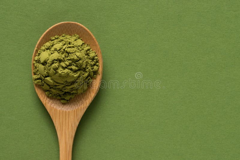 Matcha Tea Powder on a Wood Spoon Stock Image - Image of food, green ...