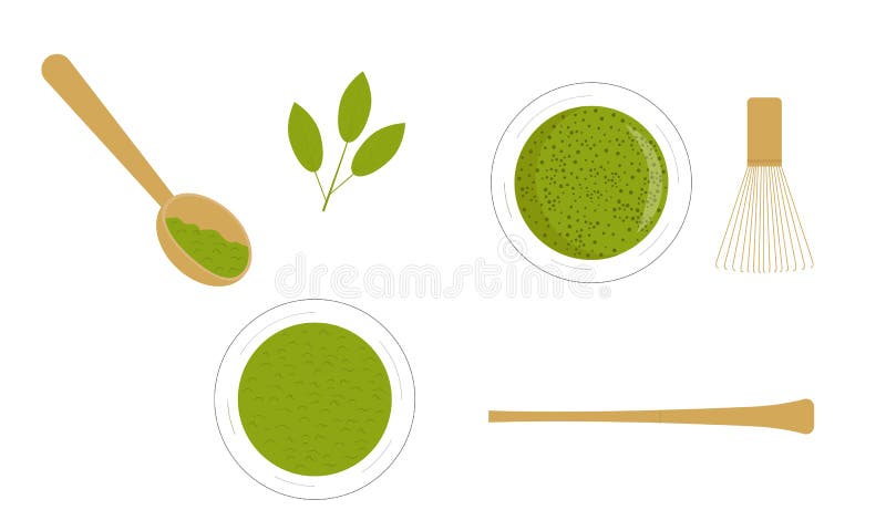 Matcha Tea. a Set of Elements Stock Vector - Illustration of tradition ...