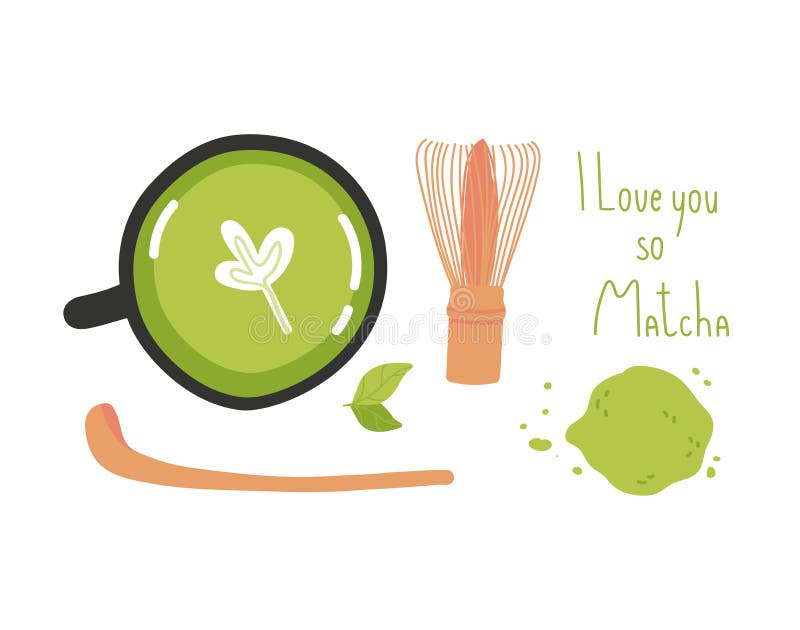 Matcha Tea Set Vector Illustration. Stock Vector - Illustration of cafe ...