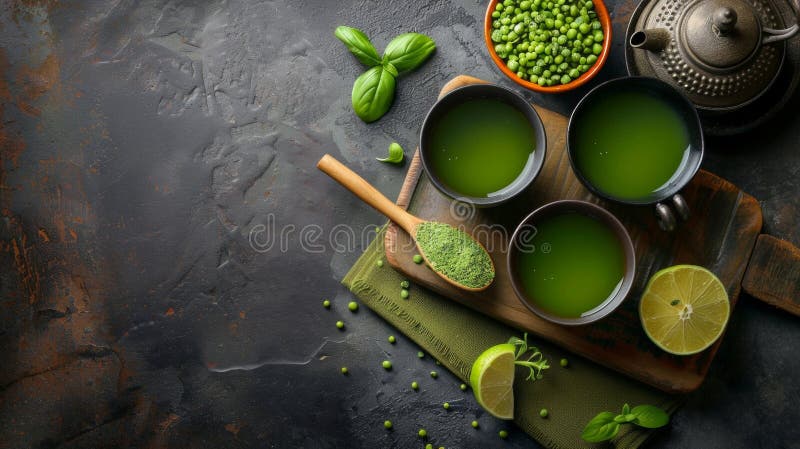 Matcha Tea Setup with Fresh Ingredients Stock Image - Image of healthy ...