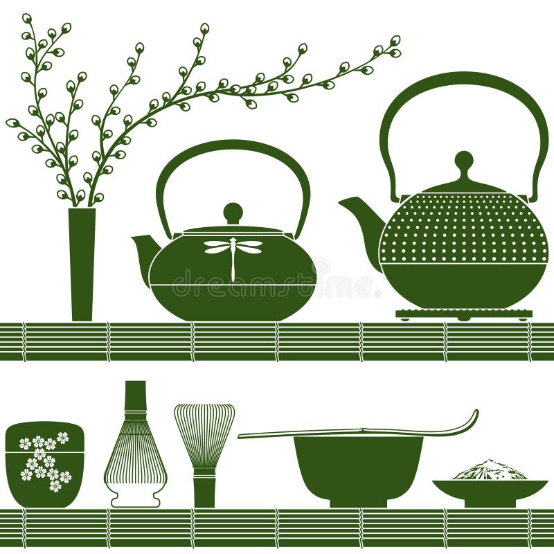 Green Tea Accessories Stock Illustrations – 462 Green Tea Accessories ...