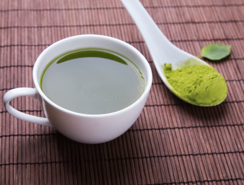 Matcha Tea in a White Cup on the Mat Stock Photo - Image of japan ...
