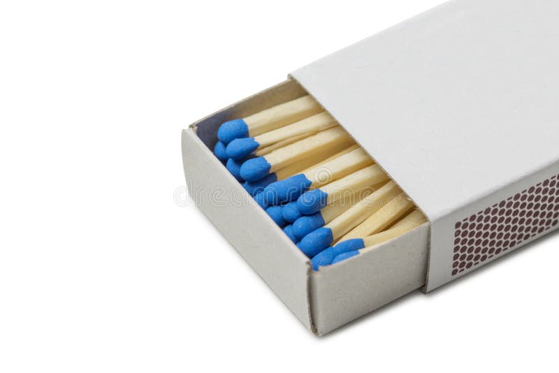 Matchbox with blue matches stock image. Image of matchstick - 65366615