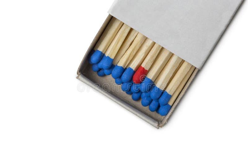 Matchbox with Blue and One Red Matches Stock Photo - Image of foreign ...
