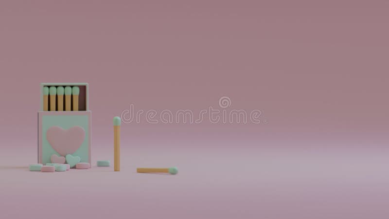 Matchbox Featuring a Heart Design with Broken Candies Around Stock ...