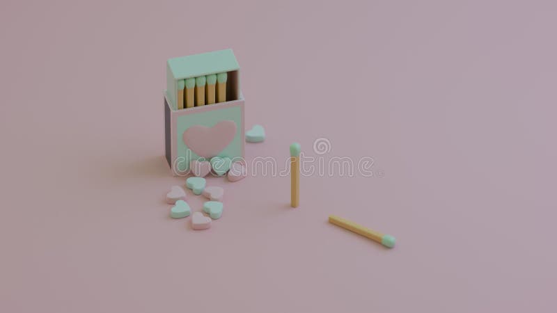 Matchbox Featuring a Heart Logo with Scattered Candies Around Stock ...