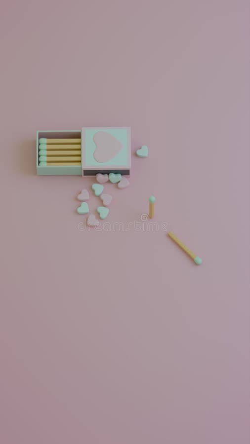 Matchbox with Heart Decorations and Matchsticks Inside Stock Photo ...
