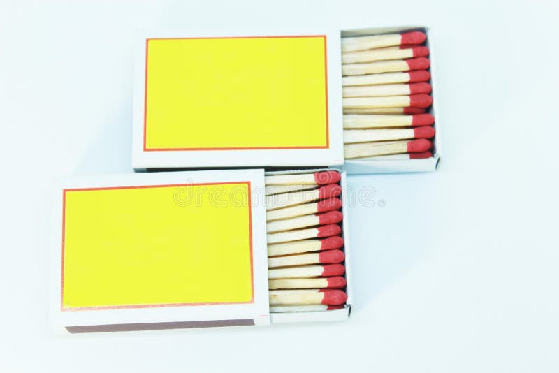 Red Matchbox Opened Isolated on White Background. Side View and Blank ...