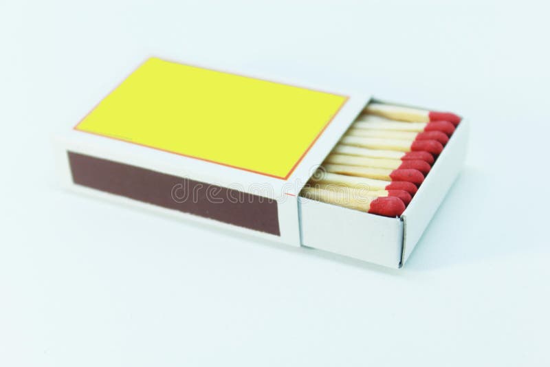 Red Matchbox Opened Isolated on White Background. Side View and Blank ...