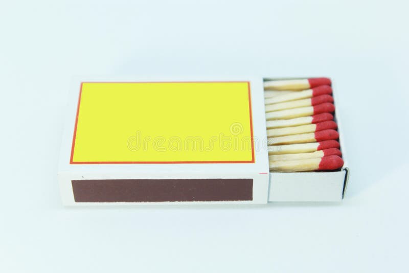 Red Matchbox Opened Isolated on White Background. Side View and Blank ...
