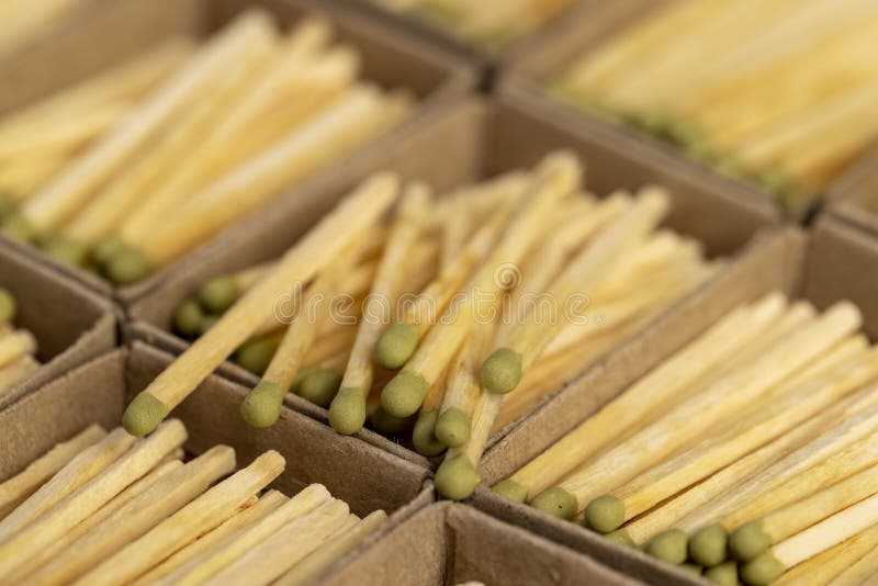 Matchboxes with Matches Closeup, Open Matchboxes with New Matches Made ...