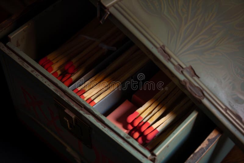 Matchboxes Tucked Inside a Toy Chest with Lid Open Stock Photo - Image ...