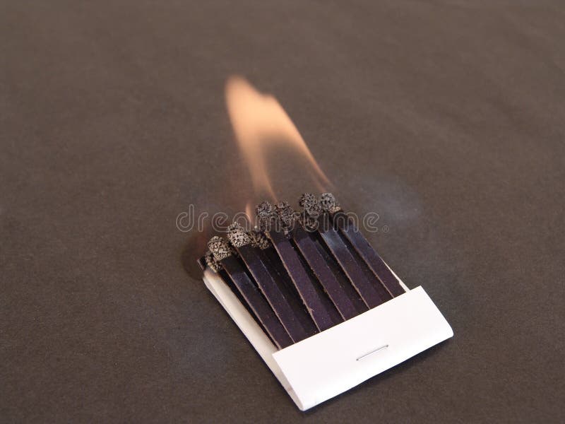 Burning Matchbook Paper Stick Macro. Stock Image - Image of book ...