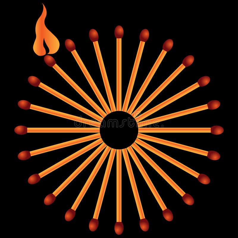 Matches on Black Background in Vector Stock Vector - Illustration of ...